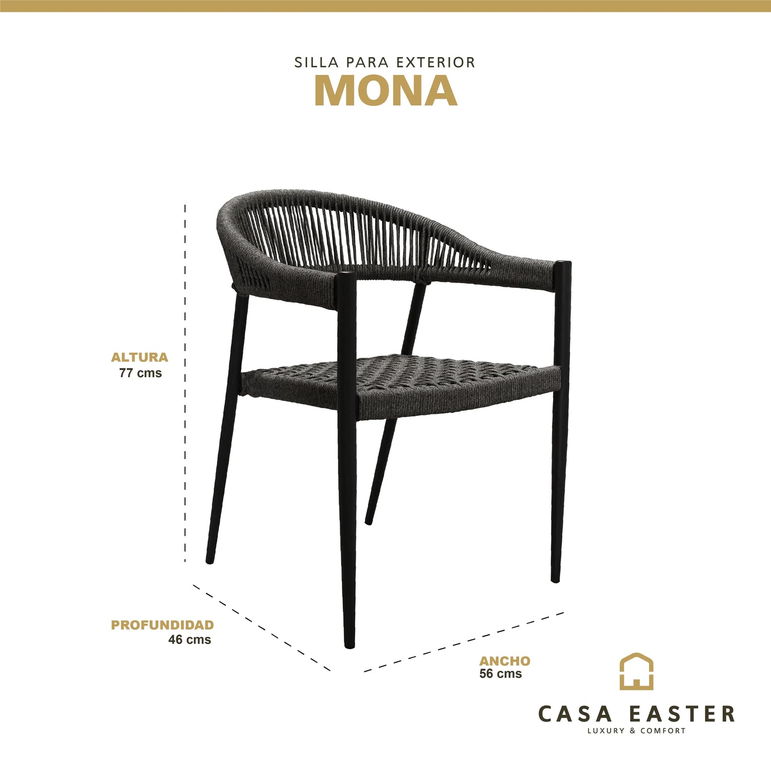 Silla de Lazo para Exterior e Interior Color Cafe/Beige MONA – CasaEaster