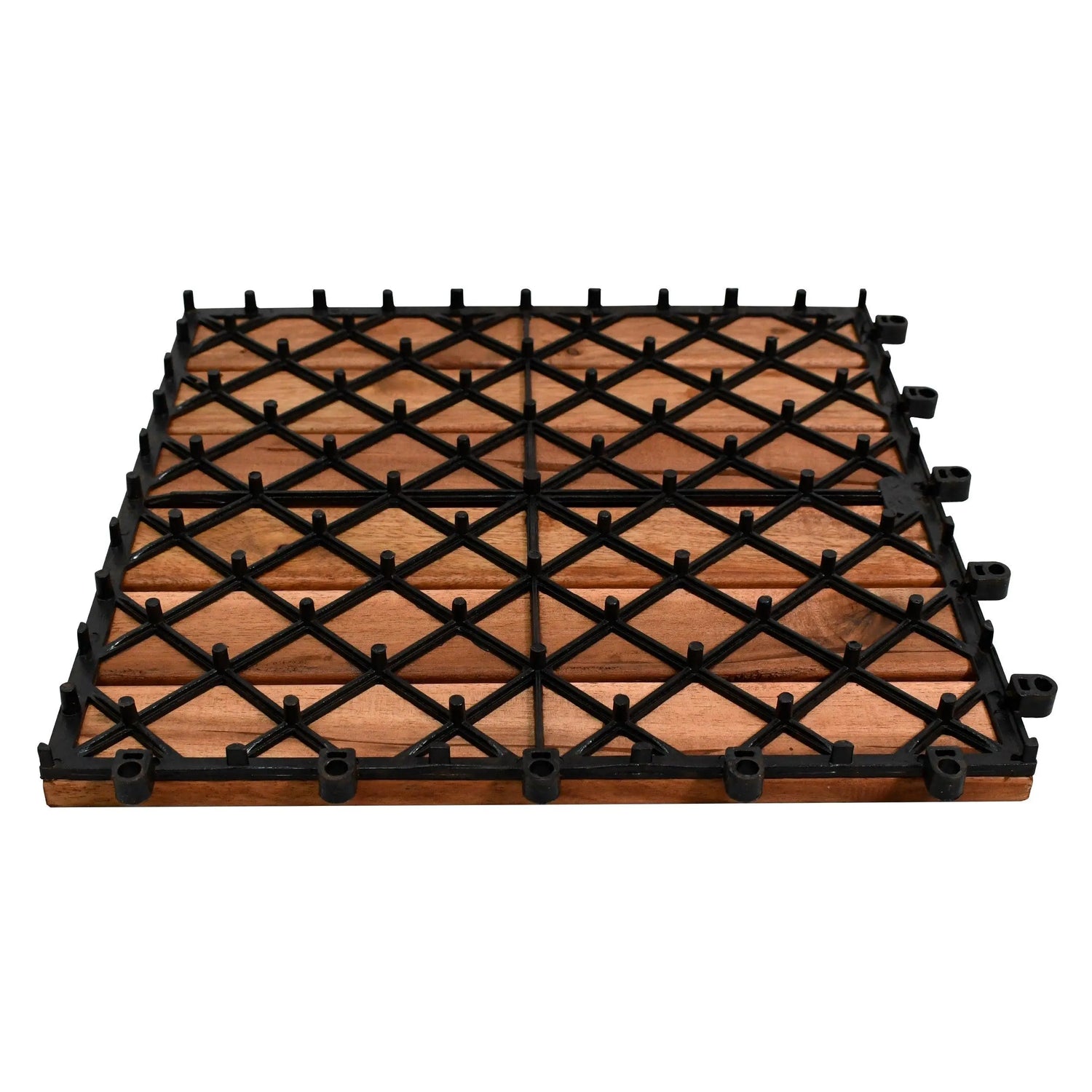 Caja de 10 pz-Piso Modular de madera Acacia Color Brown 6slats-866 ...