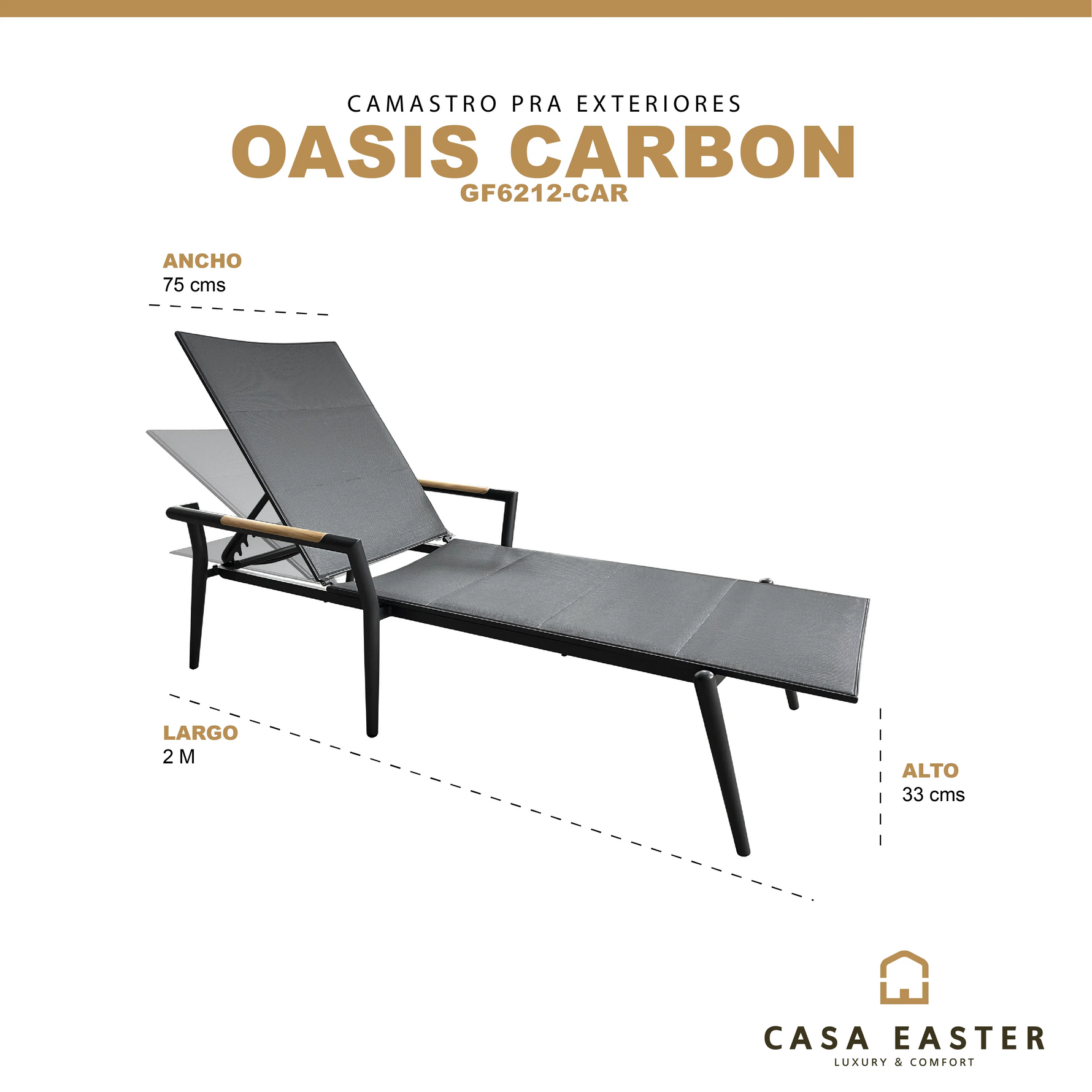 Camastro para interior o exterior OASIS CARBON-GF6212-CAR - – CasaEaster