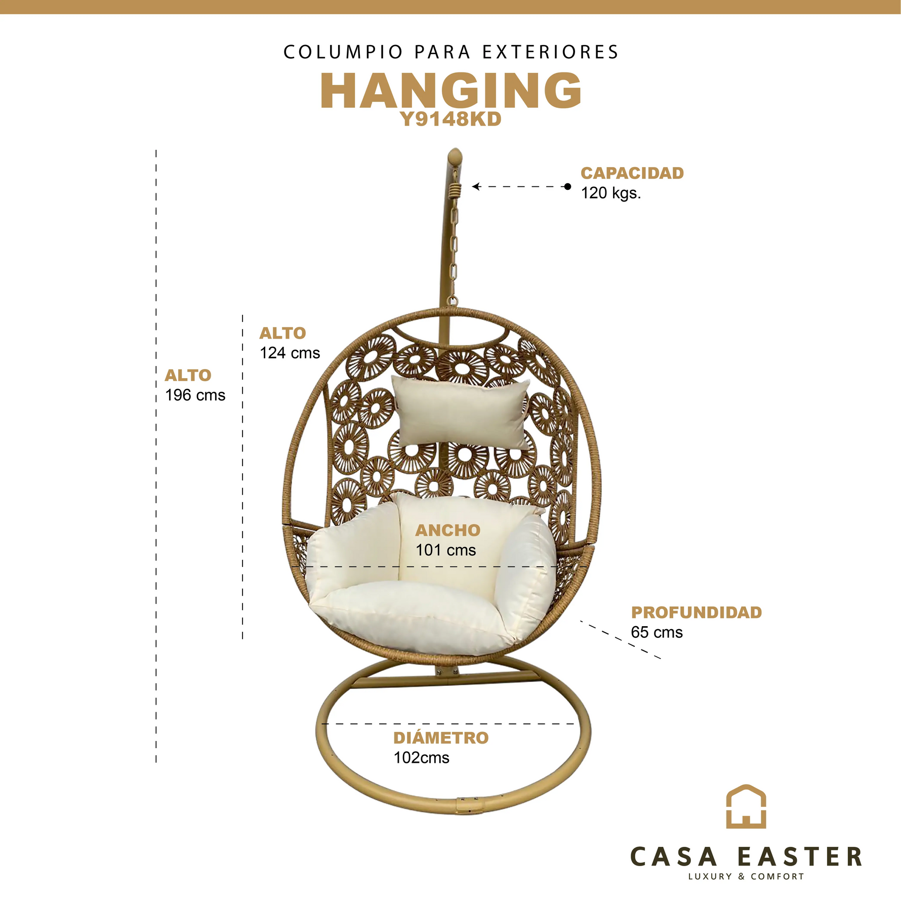 Columpio de Aluminio para interior o exterior HANGING-Y9148KD - – CasaEaster