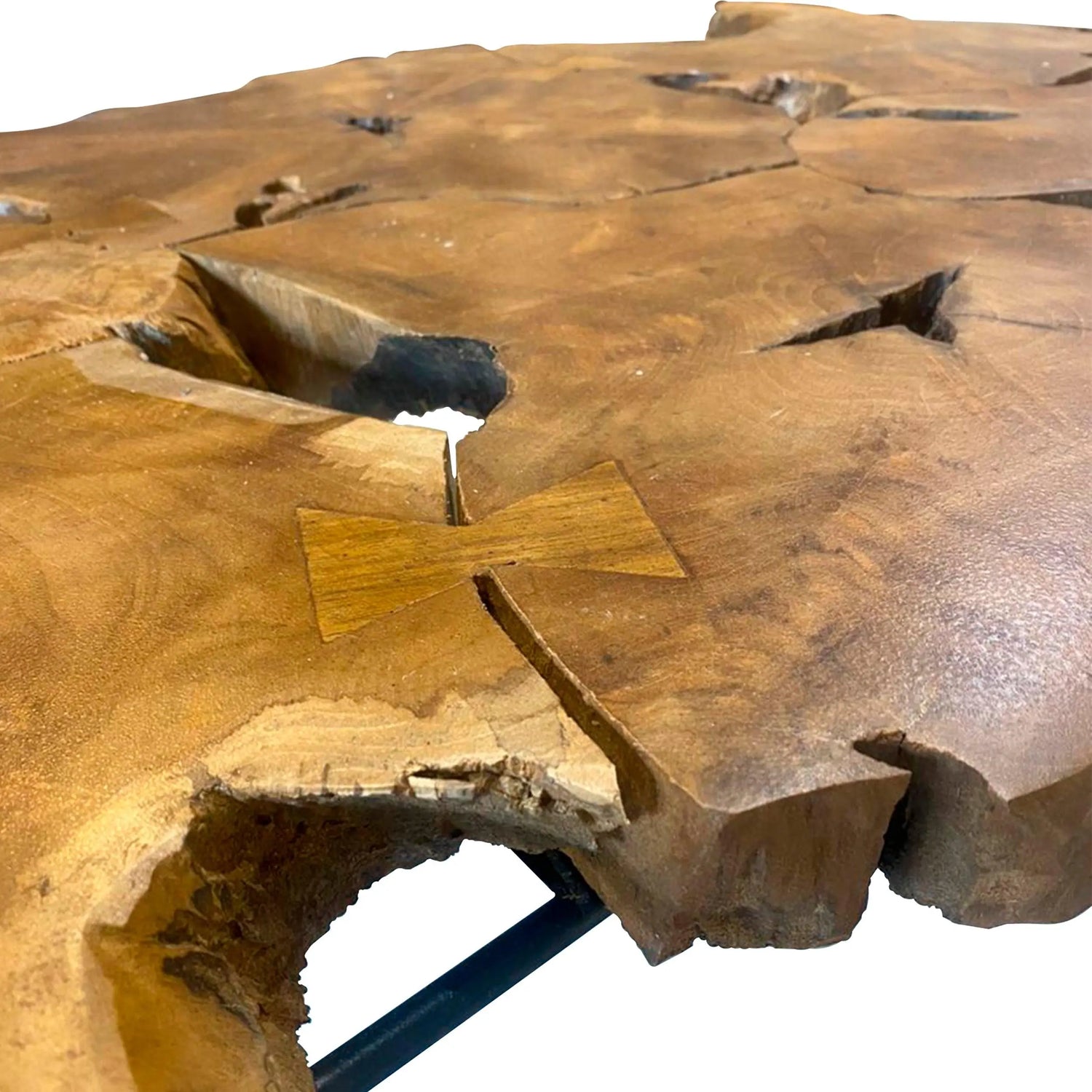 Mesa De Centro de Madera Teca Color Natural TRE SLICESS-134105 ...