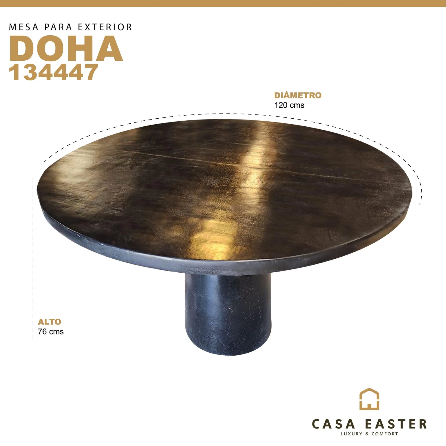 Mesa de Comedor estilo redonda de Madera Teca Color Negra – CasaEaster