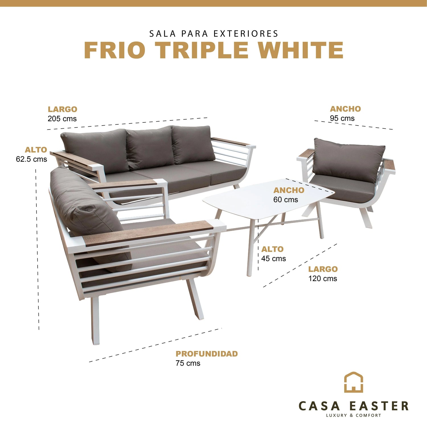 Sala para Exterior e Interior de Aluminio Color Blanco FRIO – CasaEaster