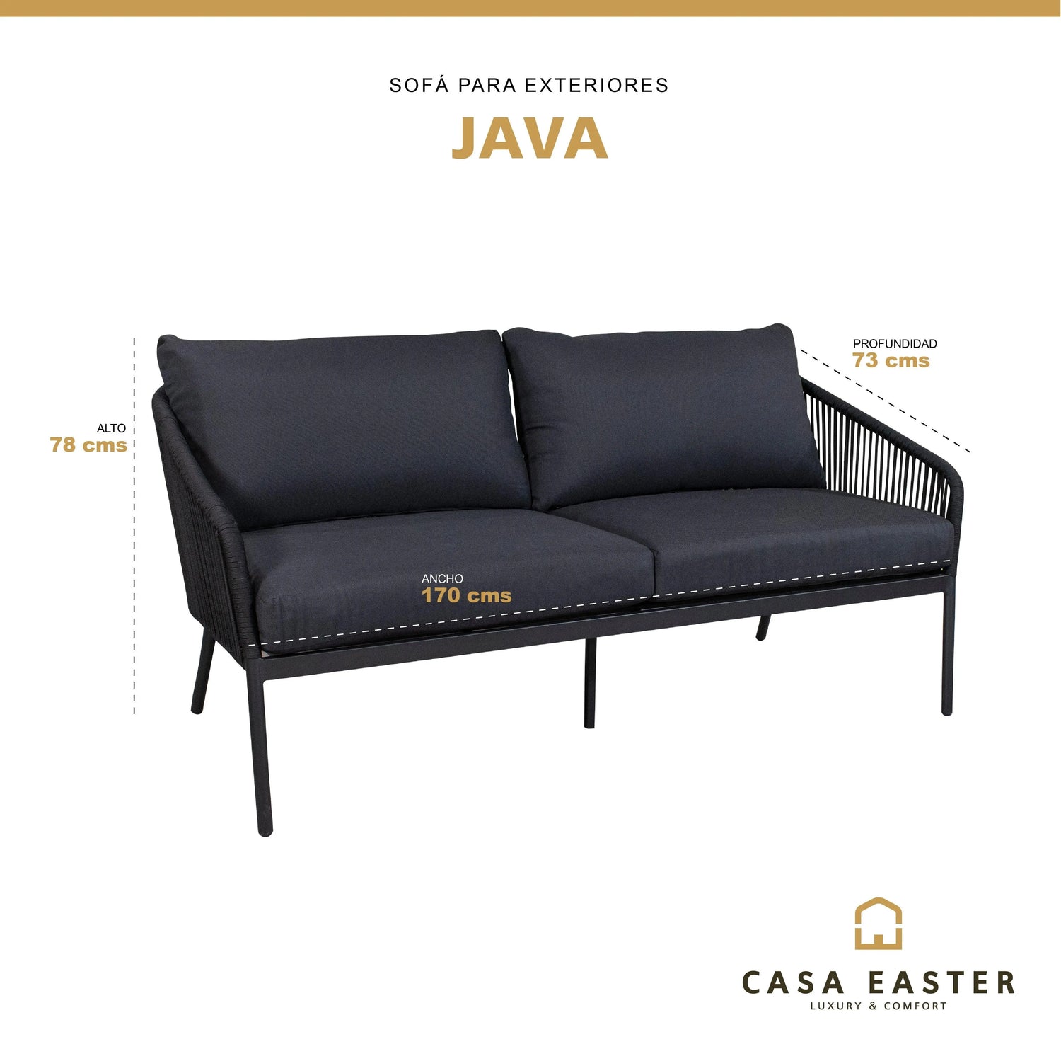 Sofa para Terraza o Jardin JAVA DOBLE - 61524 - CasaEaster