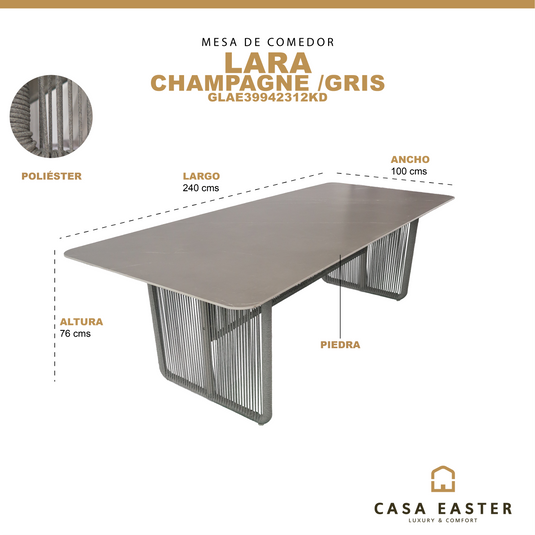 Mesa de comedor Lara 2.4M color champagne - GLAE39942312KD – CasaEaster
